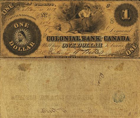 Coins And Canada Colonial Bank Of Canada 1 Dollar 1859 Canadian