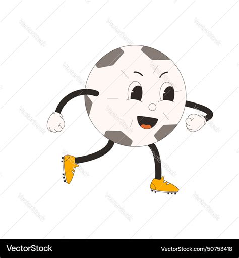 Football Ball Running Groovy Character Soccer Vector Image
