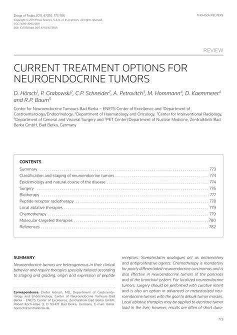 Pdf Current Treatment Options For Neuroendocrine Tumors