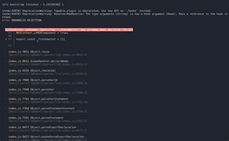 Syntaxerror Unknown Identifier Frontmatter Has Already Been Declared · Issue 354