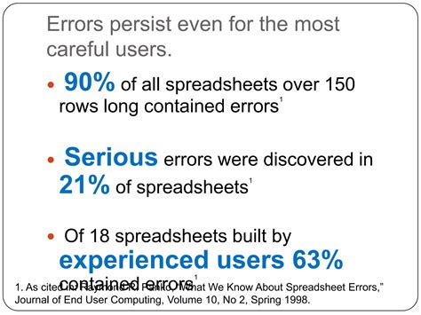 Spreadsheet Errors Avenia Tapper PPT