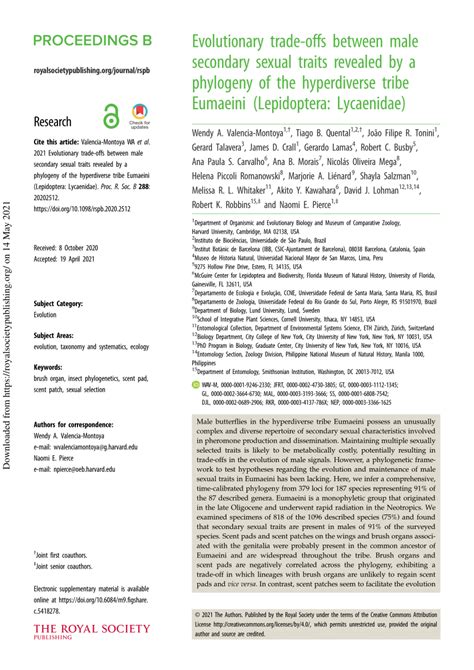 Pdf Evolutionary Trade Offs Between Male Secondary Sexual Traits Revealed By A Phylogeny Of