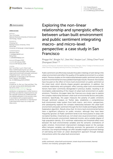 Pdf Exploring The Non Linear Relationship And Synergistic Effect Between Urban Built