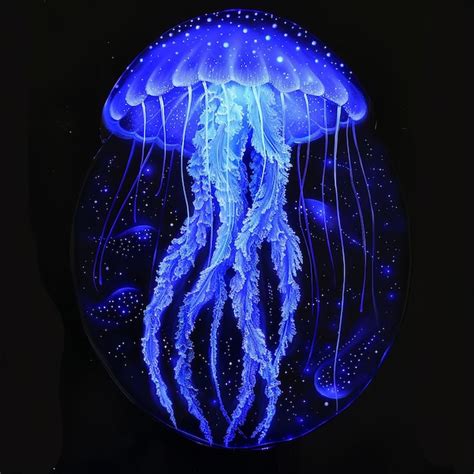 Bioluminescent Jellyfish In Deep Sea Premium Ai Generated Image