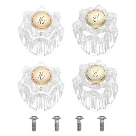 Bathroom Faucet Knobs Replacement 4pcs Acrylic Hot And Cold Knob Handle Kit Clear