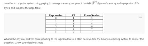 Solved Consider A Computer System Using Paging To Manage