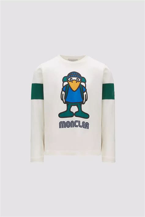 화이트 Monduck 모티프 롱 슬리브 티셔츠 폴로 셔츠 And 티셔츠 몽클레르