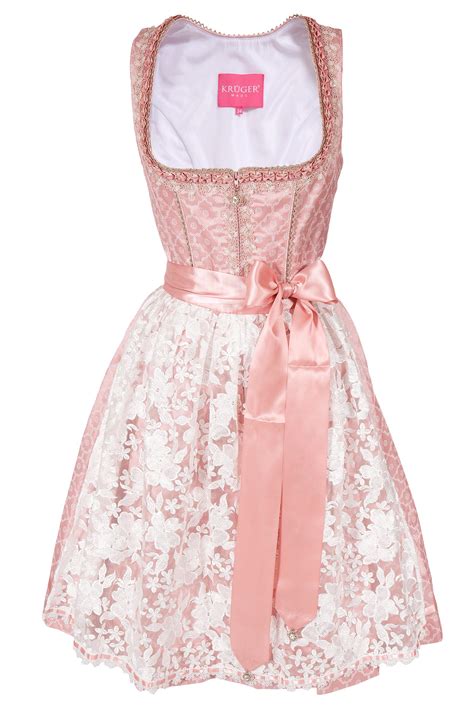 Mini Dirndl in rosa mit Spitzenschürze in weiß Wirkes