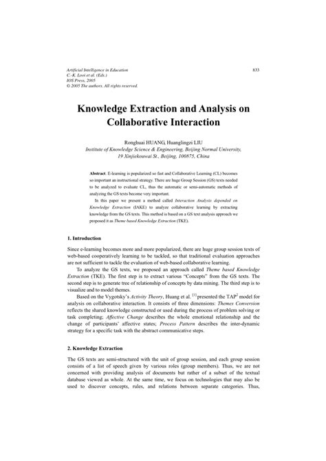 Pdf Knowledge Extraction And Analysis On Collaborative Interaction