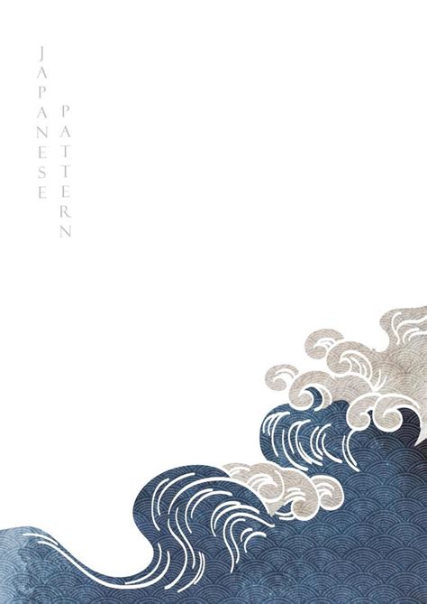 Hand Draw Wave Background With Japanese Wave Pattern Vector Watercolor Texture With Water