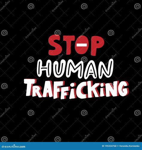 Stop Human Trafficking Banner End People Trade Poster Font To