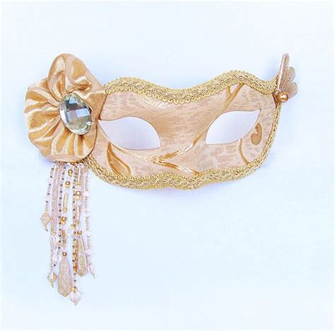 Cream And Gold Venetian Style Masquerade Mask