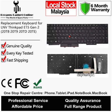 Notebook Keyboard For Lenovo Thinkpad E15 Gen 2 20t8 20t9 20td 20te