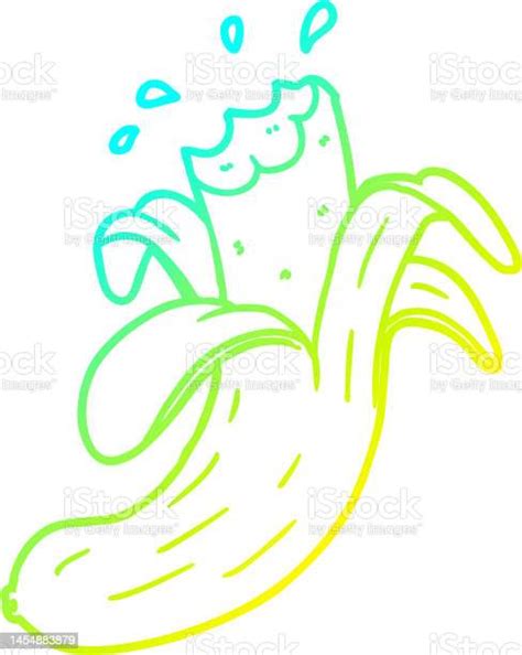 Dessin Au Trait Dégradé Froid Dune Banane Mordue De Dessin Animé