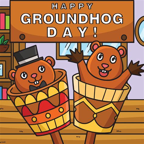 Happy Groundhog Day Colored Cartoon Illustration 13655562 Vector Art At