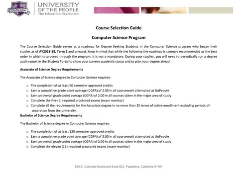 CSG Computer Science Program AY2018 19 T2 And Onward Course Selection Guide Computer Science