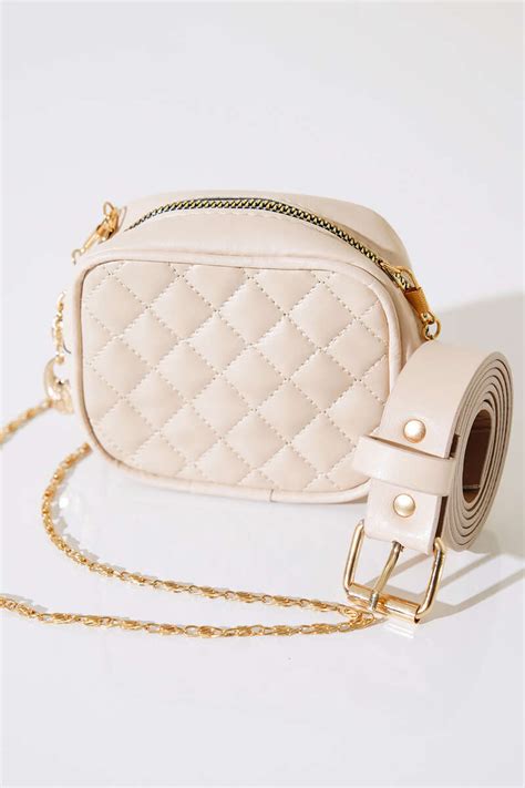 Kroko Desenli Mini Bel Çantası Bej