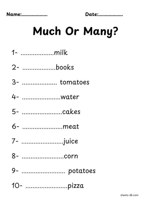 Much Or Many Sheets