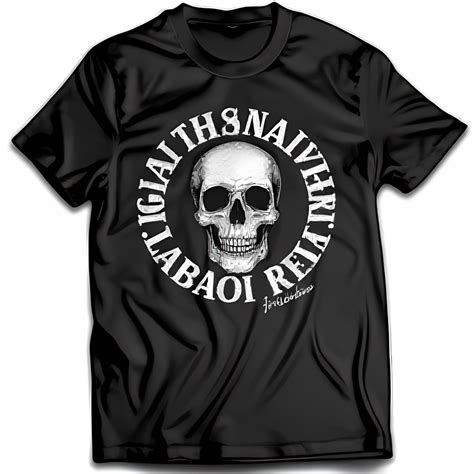 Bold Black T Shirt With Eye Catching White Graphic And Unique Inscription
