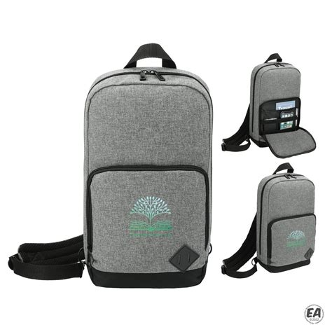 Promotional Graphite Deluxe Recycled Sling Backpack Customized
