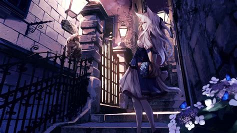 Cat Girl Butterfly Live Wallpaper Wallpaperwaifu