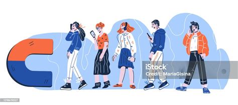 인바운드 리드 생성을 위해 사람들을 끌어 당기는 자석이있는 디지털 Seo 마케팅 개념 리드 생성에 대한 스톡 벡터 아트 및 기타