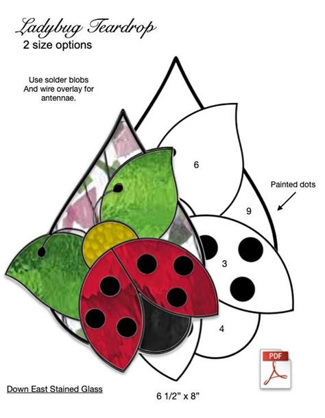 Ladybug Teardrop Stained Glass Pattern Etsy