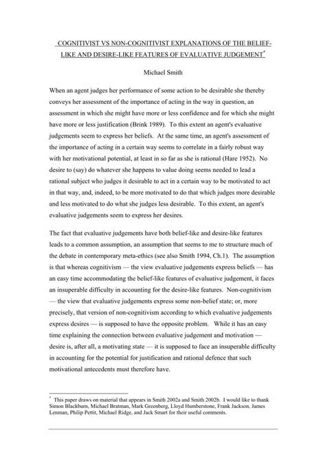 Pdf Cognitivist Vs Non Cognitivist Explanations Of The Belief · Pdf
