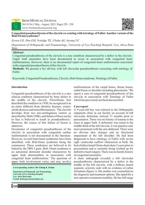Pdf Congenital Pseudoarthrosis Of The Clavicle Co Existing With Tetralogy Of Fallot Another