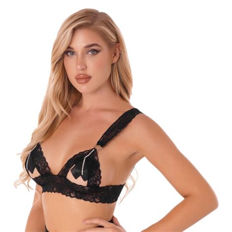 Women Lace Half Cup Bra Underwired Bra Sexy Open Nipple Bra Sleepwear