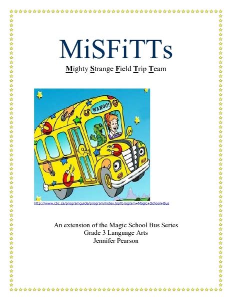 Misfitts Mighty Strange Field Trip Team Lesson Plan For 3rd Grade