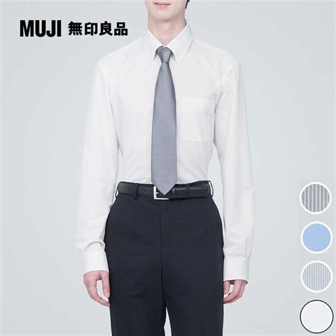 Muji 無印良品 男聚酯纖維免熨燙扣領長袖襯衫共4色 Pchome 24h購物