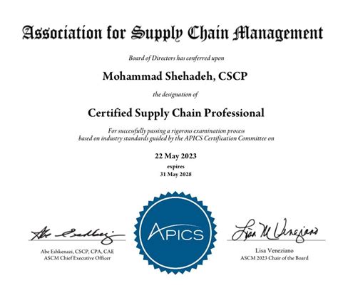 Ahmad Abbadi Cscp Cltd Csce Cscm Cssgb Cpt On Linkedin Apics Cscp Ascm Certification