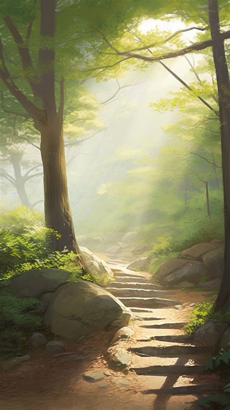 아이폰 배경화면 화창한 날씨의 숲길 3