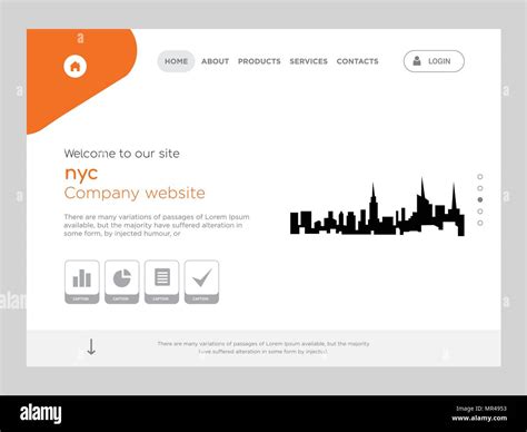 Quality One Page Nyc Website Template Vector Eps Modern Web Design With Flat Ui Elements And