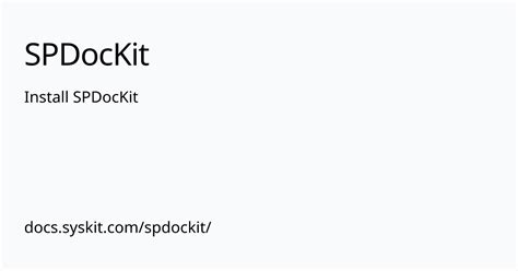 Install Spdockit Spdockit