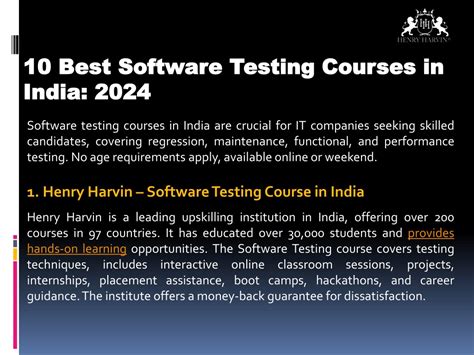 ppt 10 best software testing courses in india 2024 powerpoint
