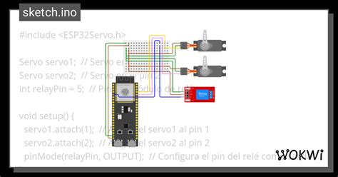 Test Realy Y Servos Wokwi ESP32 STM32 Arduino Simulator
