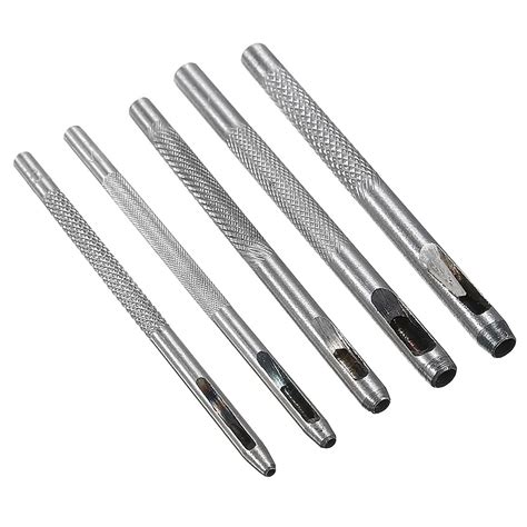 New 5pcs Steel Leather Punch Hollow Set Hole Craft Set Hollow Puncher