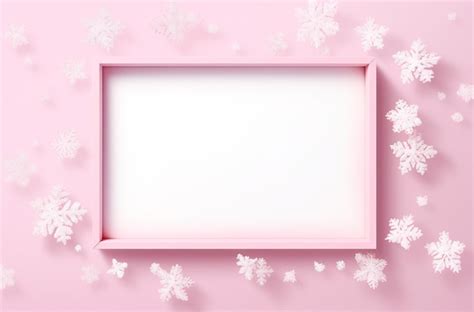 Premium Photo Festive Pink Backdrop Adorned With Snowflake Border