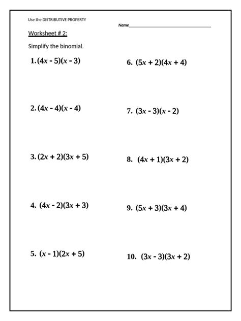 Multiply Binomials 1 Pdf