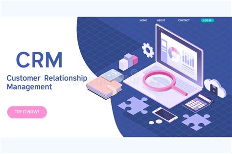 Customer Relationship Management Concept Crm Isometric Vector Illustration Stock Vector