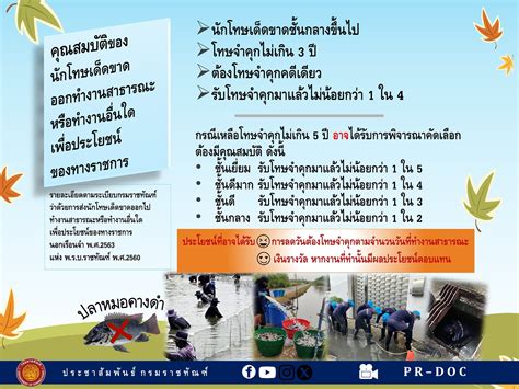 ประชาสัมพันธ์ กรมราชทัณฑ์ 📣📣 คุณสมบัติของ นักโทษเด็ดขาด ออกทำงาน