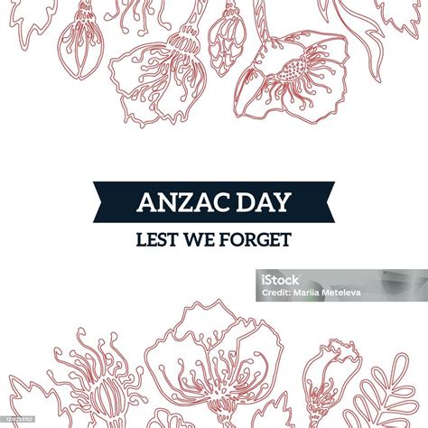 붉은 양귀비와 Anzac 의 날 기념 카드 추모 기념일 Anzac Day에 대한 스톡 벡터 아트 및 기타 이미지 Anzac