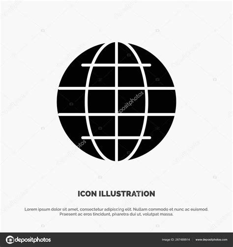 World Globe Internet Security Solid Glyph Icon Vector Stock Vector