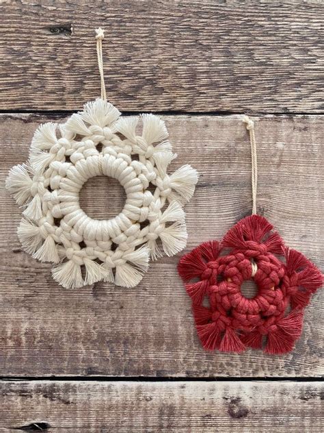 digital download macrame snowflake tutorial christmas decoration ornament diy etsy
