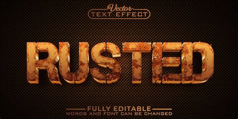 Premium Vector Orange Metal Rusted Vector Editable Text Effect Template
