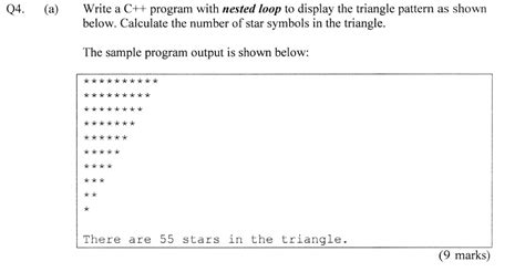Solved Q4 A Write A C Program With Nested Loop To Display The