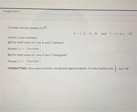 Solved Assignment 4consider The Two Vectors In R3