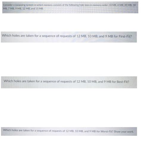 Solved Consider A Swapping System In Which Memory Consists